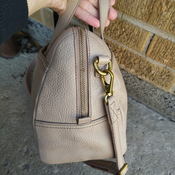 Fossil | Bags | Fossil Cognac Taupe Tan Brown Pebble Leather Mimi ...